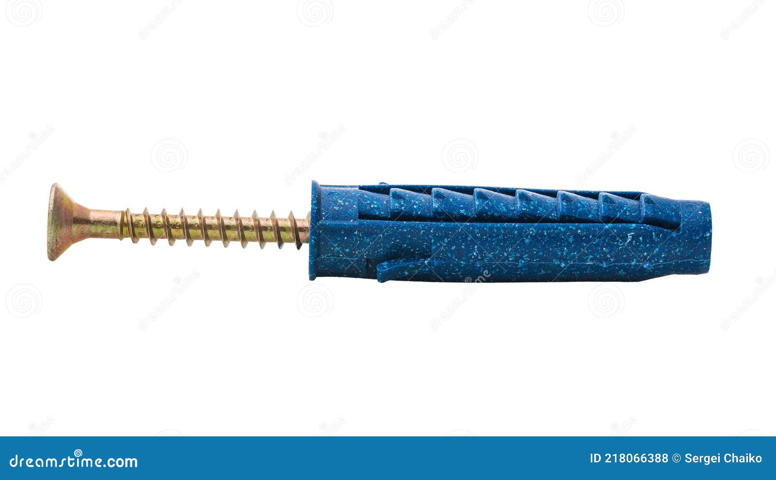Self-tapping and Blue Plastic Dowel Isolated on White Stock Photo ...