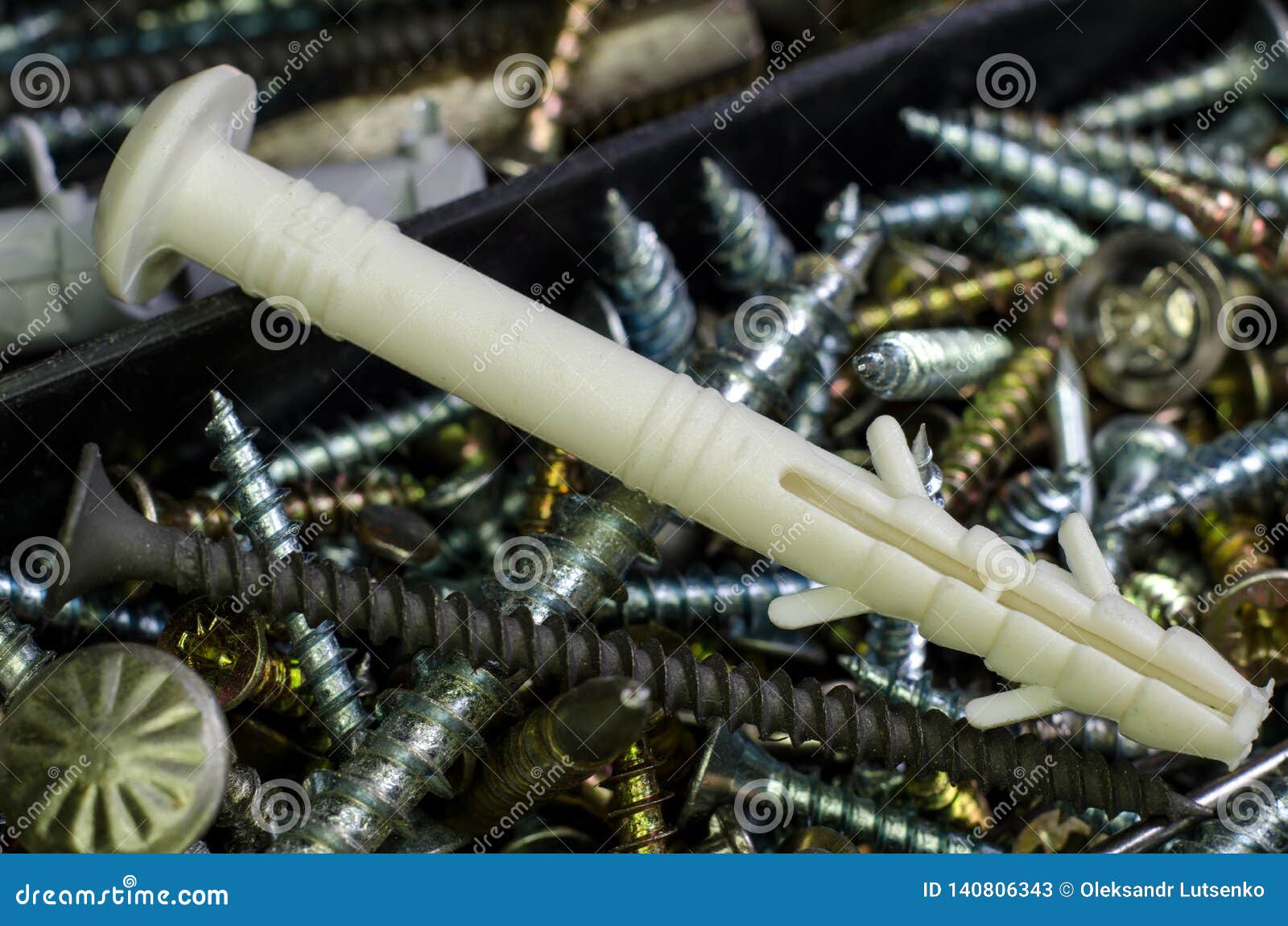 A Self-tapping and Plastic Dowel Stock Image - Image of fixing ...