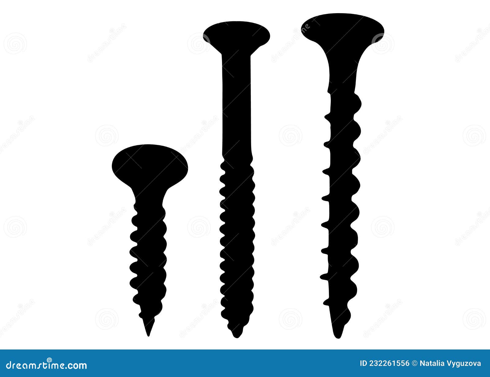 Self-tapping and included. stock vector. Illustration of screws - 232261556