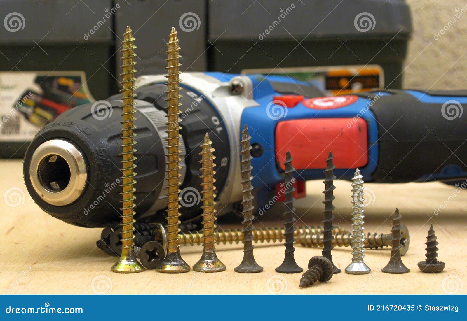 Self-tapping Screws and Drill Screwdriver Stock Image - Image of sizes ...