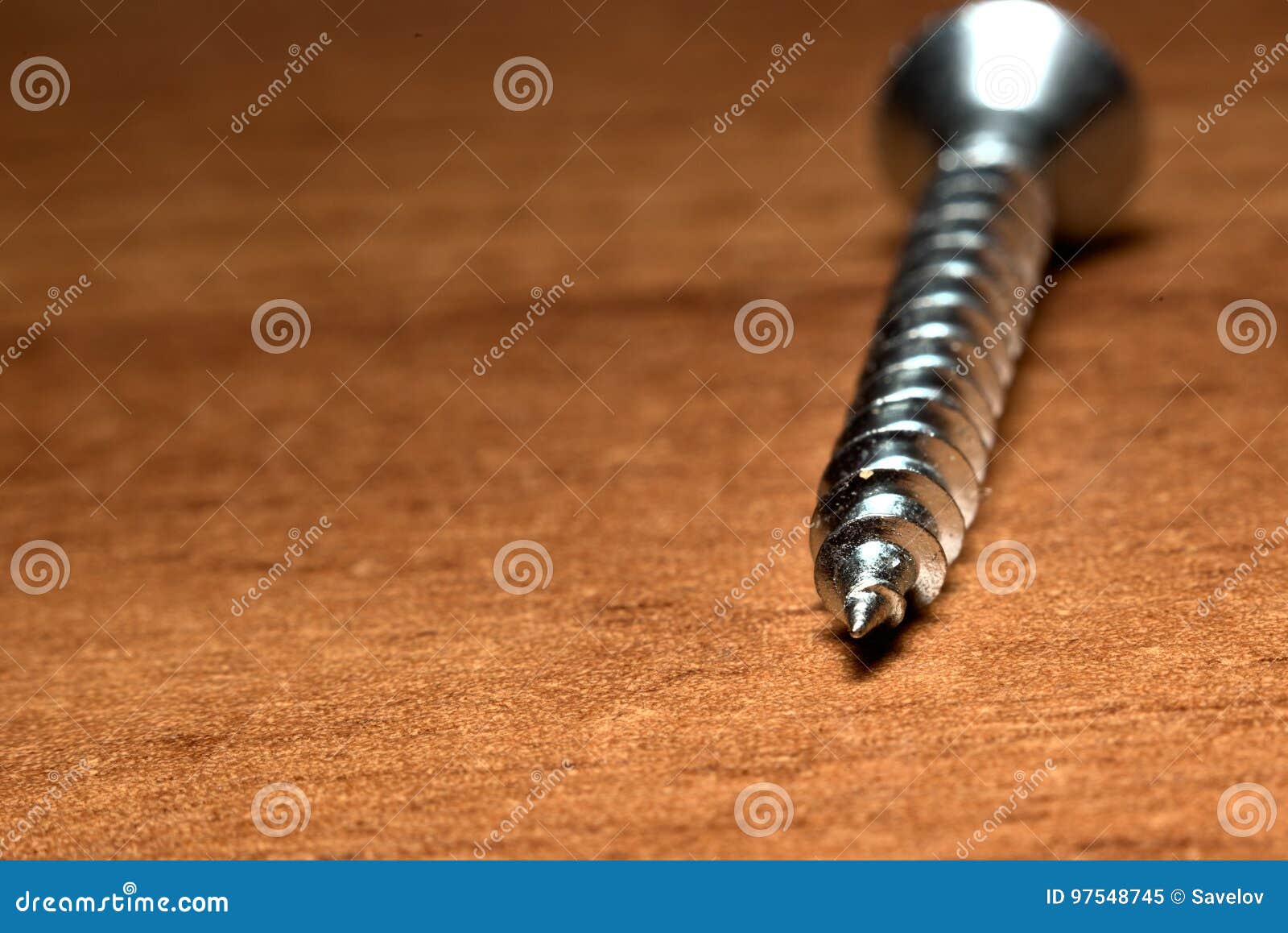 Self-tapping on a Wooden Table Stock Image - Image of object, focus ...