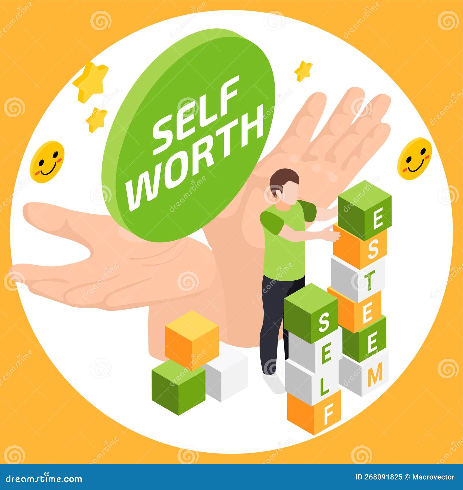 Self Worth Isometric Composition Stock Vector - Illustration of ...