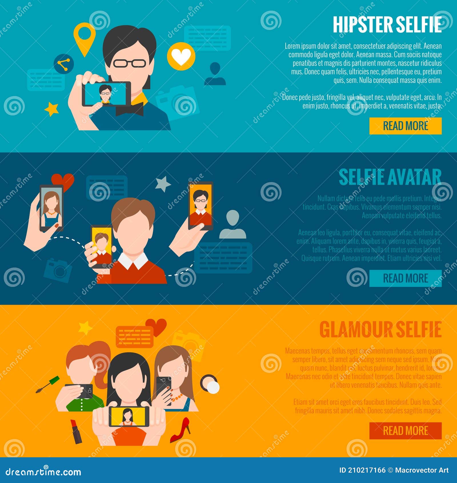 Selfie Banner Set stock vector. Illustration of sale - 210217166