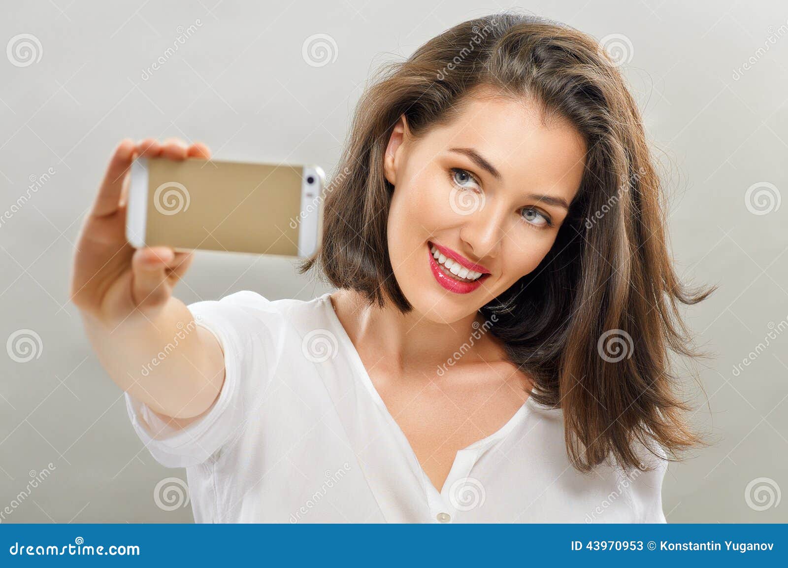 Selfie stock image. Image of taking, studio, pretty, beautiful - 43970953