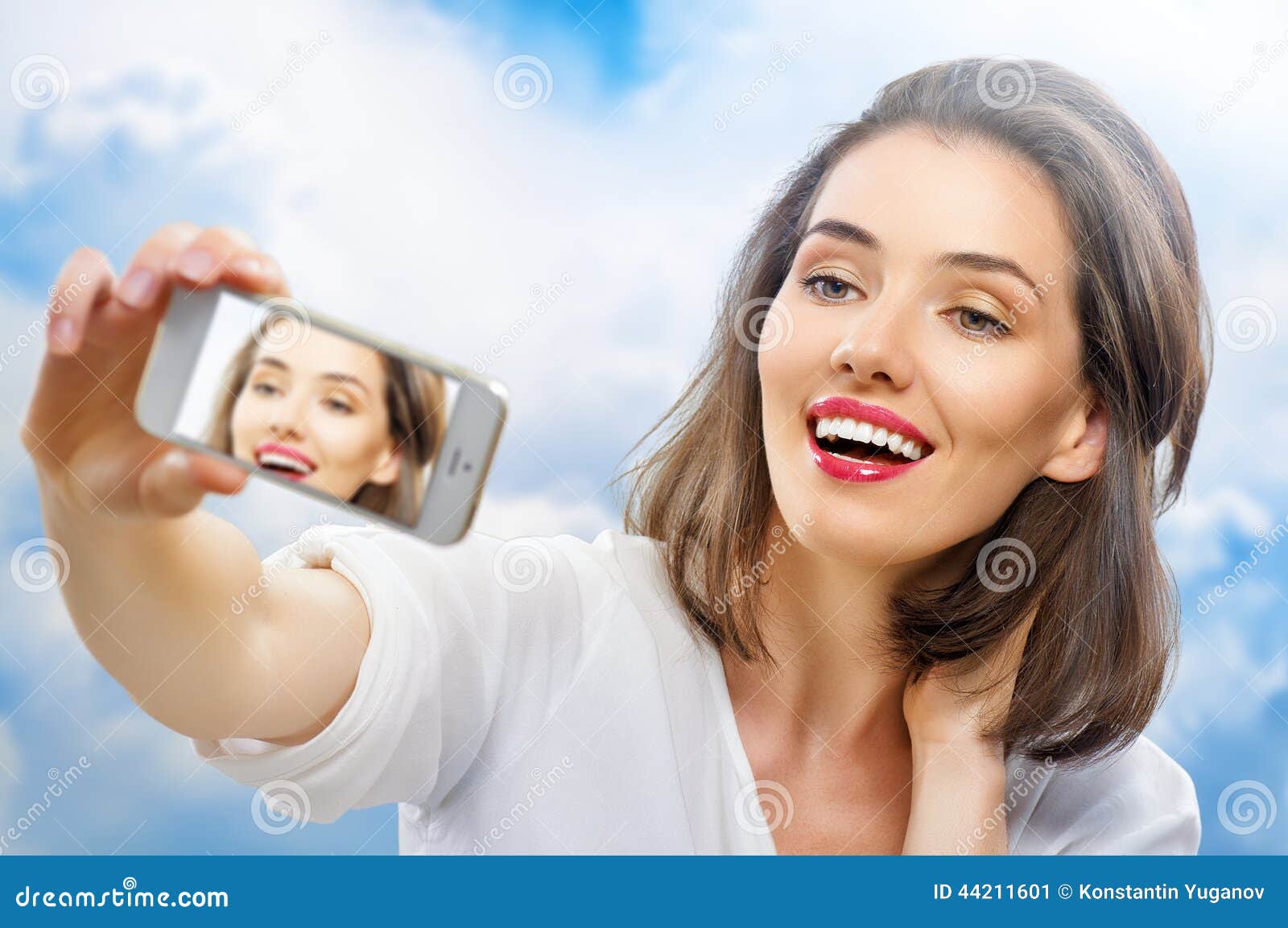 Selfie stock image. Image of smart, camera, girl, taking - 44211601