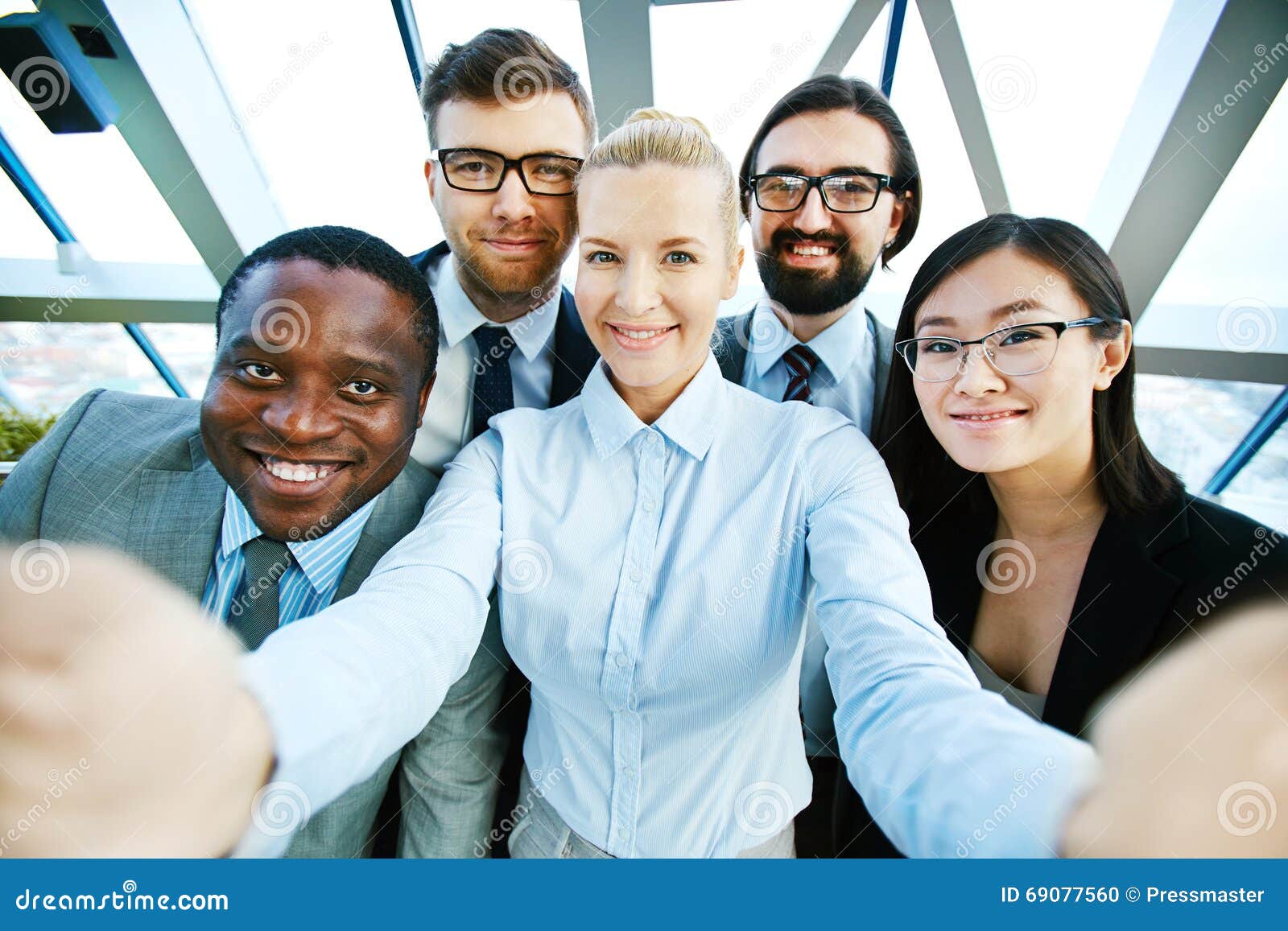 Selfie of business group stock photo. Image of intercultural - 69077560