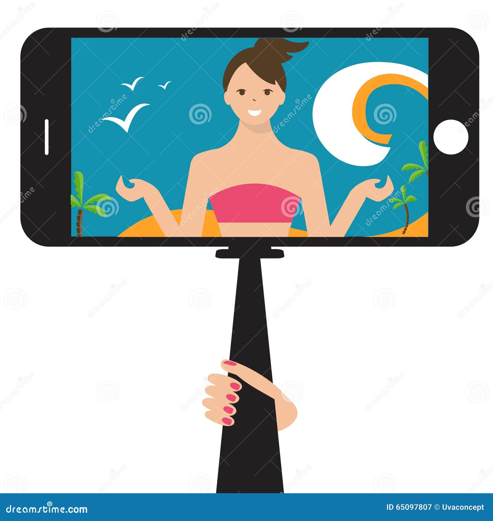 Selfie with Cartoon Woman .Vector Stock Vector - Illustration of mobile ...