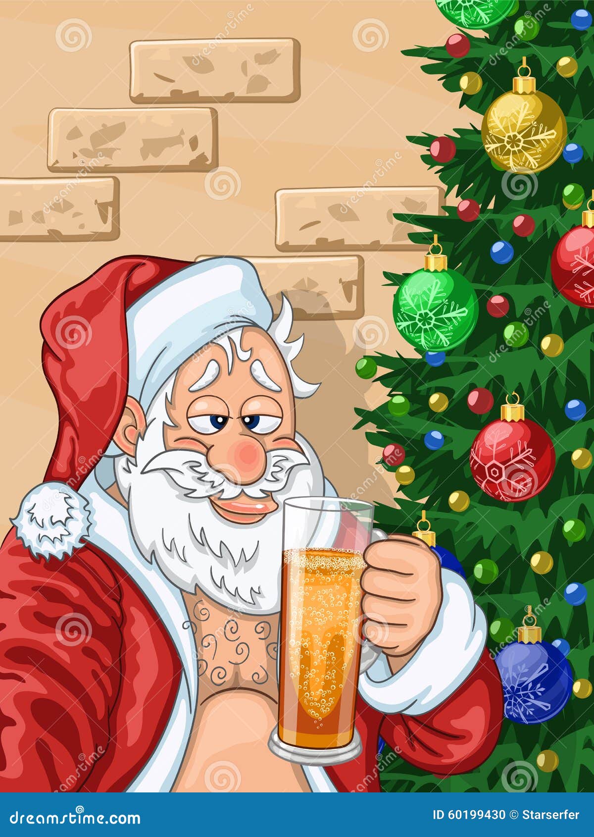 Selfie Di Santa Claus Con Birra Illustrazione Vettoriale ...