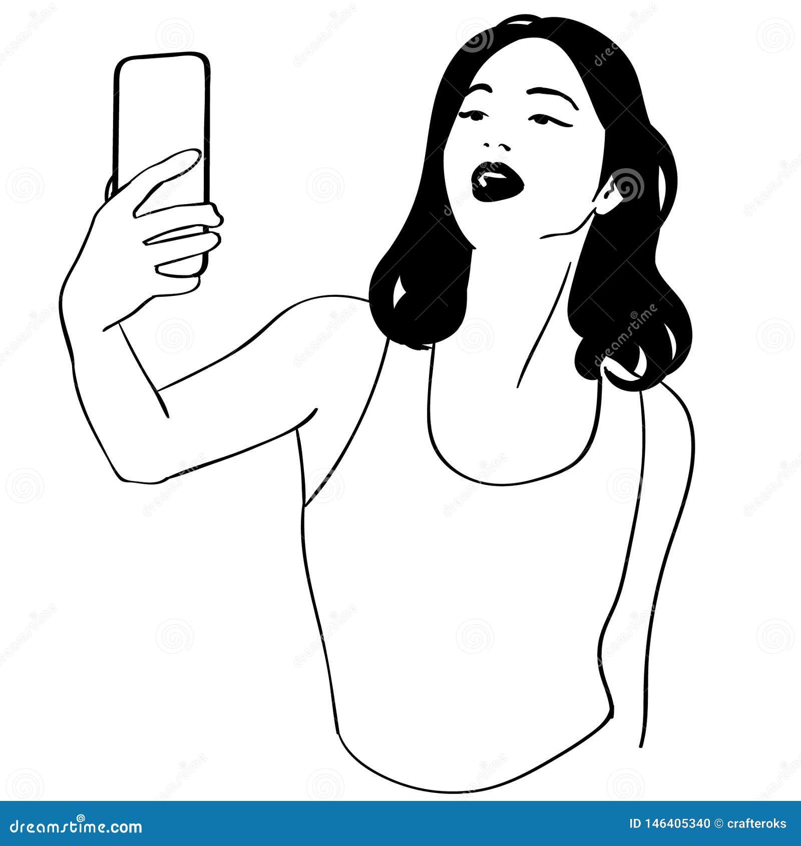 Selfie Girl Cartoon Vector 54613357
