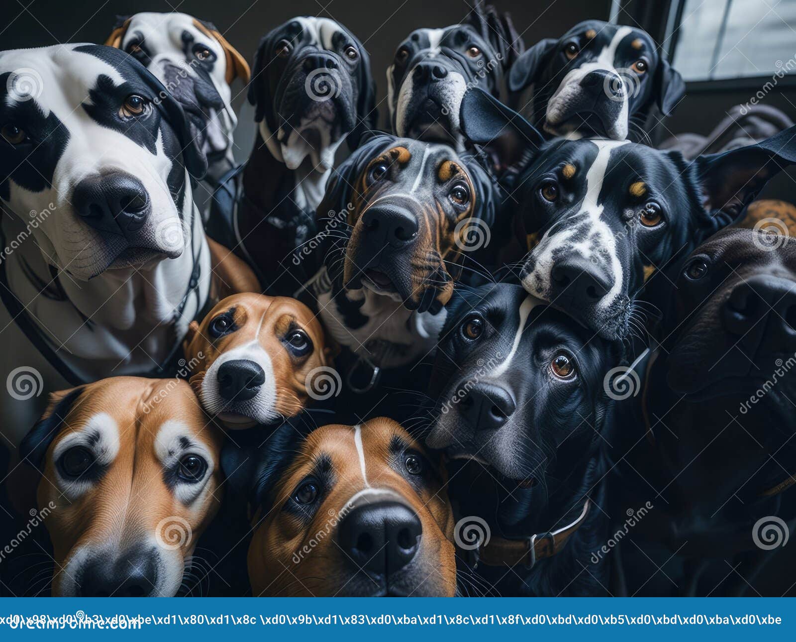 Group Of Dogs Puppies Outline Sketch Drawing Vector Illustration On ...