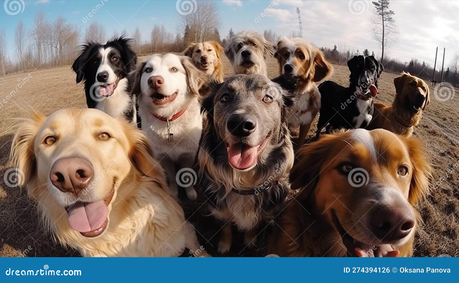 Selfie Group of Dogs of Different Breeds. a Group of Cute, Cute Dogs ...