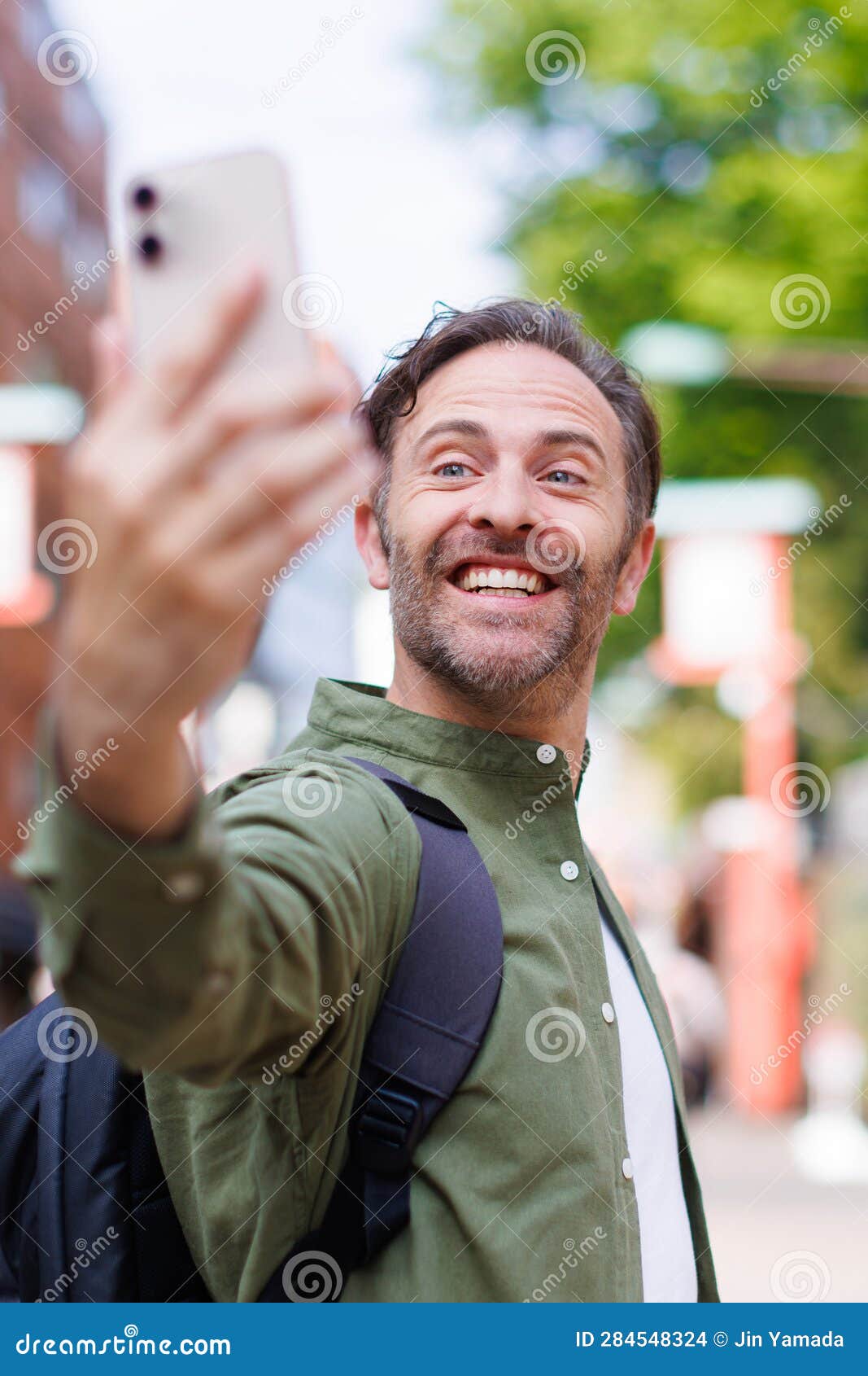 Selfie man stock photo. Image of portrait, city, selfie - 284548324