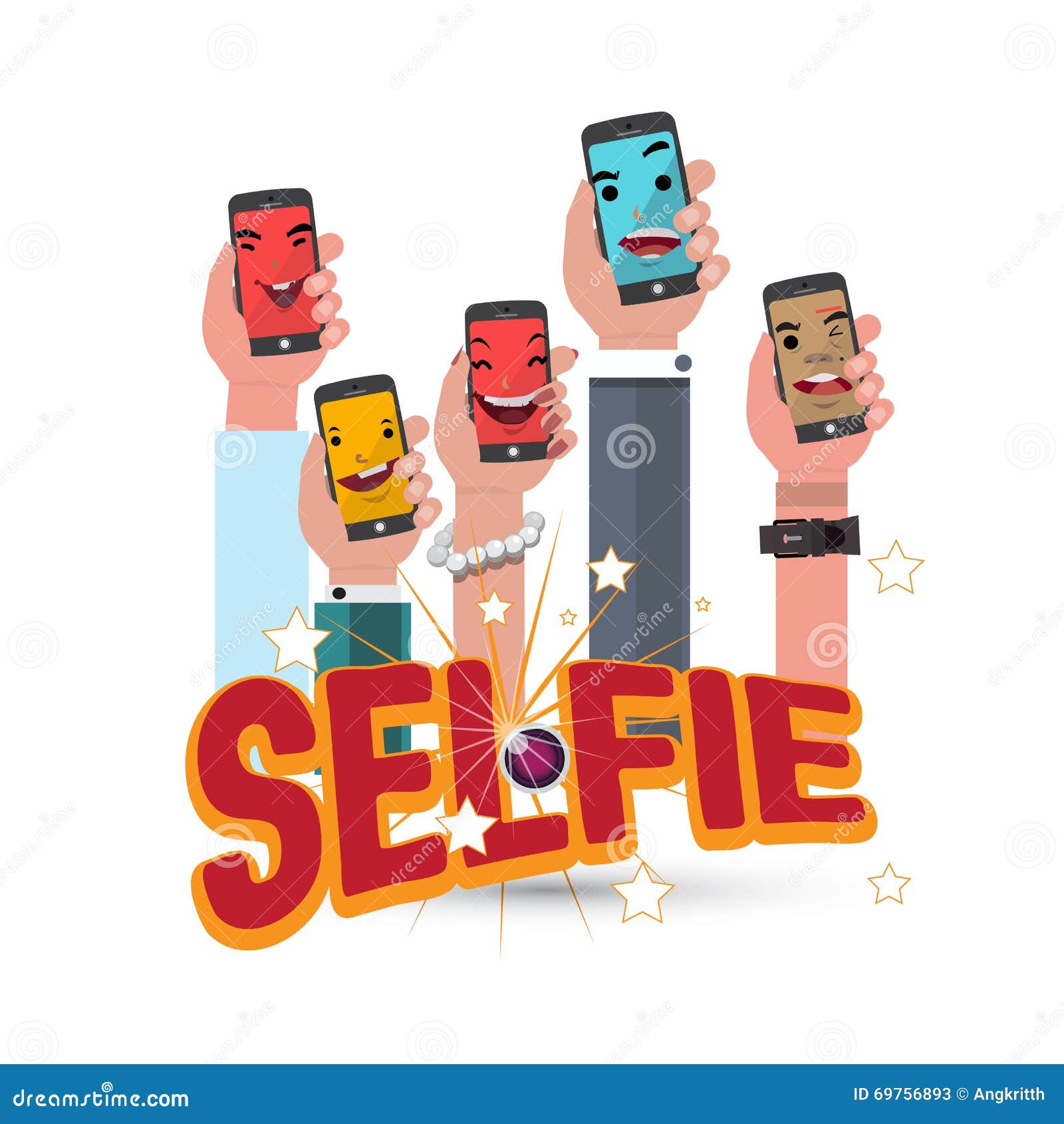 Selfie by Phone with Letters Design - Stock Illustration - Illustration ...
