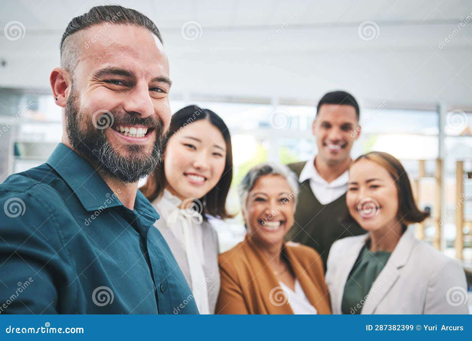 Selfie Portrait And Happy Business People Together In Office For Team