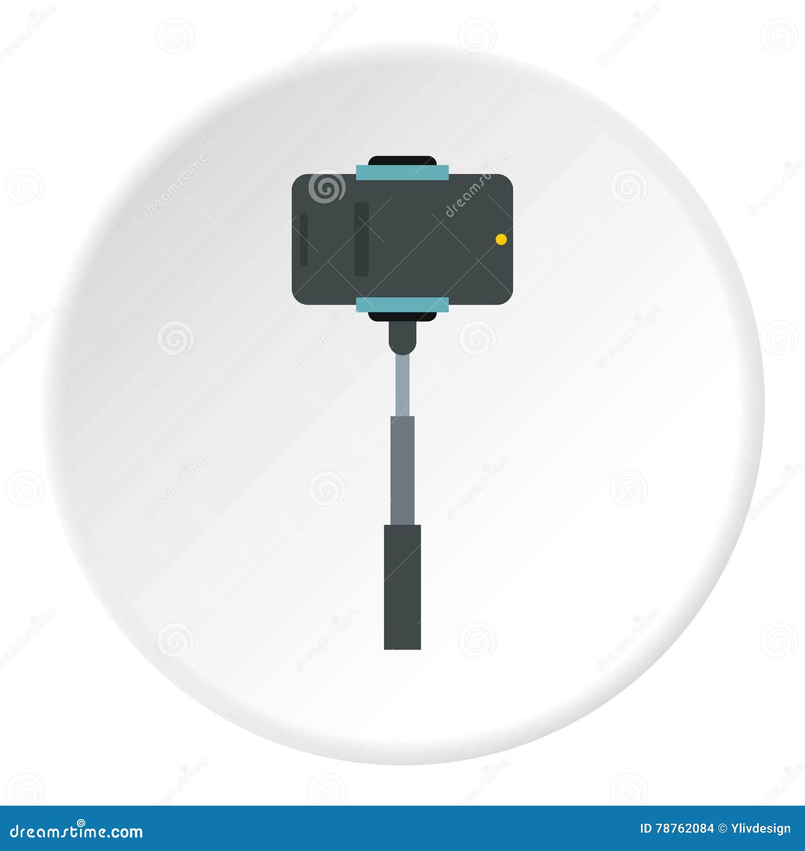 Selfie Stick with Photo Camera Icon, Flat Style Stock Vector ...
