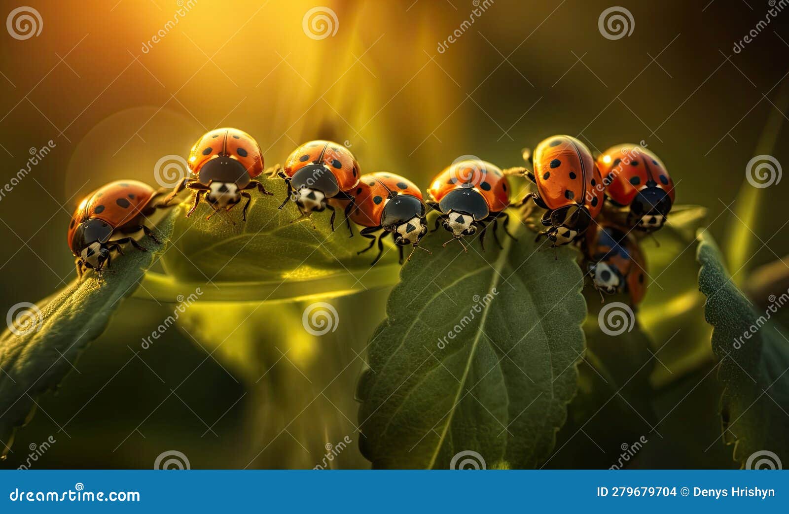Selfie Time for Cheerful Ladybug As it Perches on a Flower Petal. Creating Using Generative AI ...