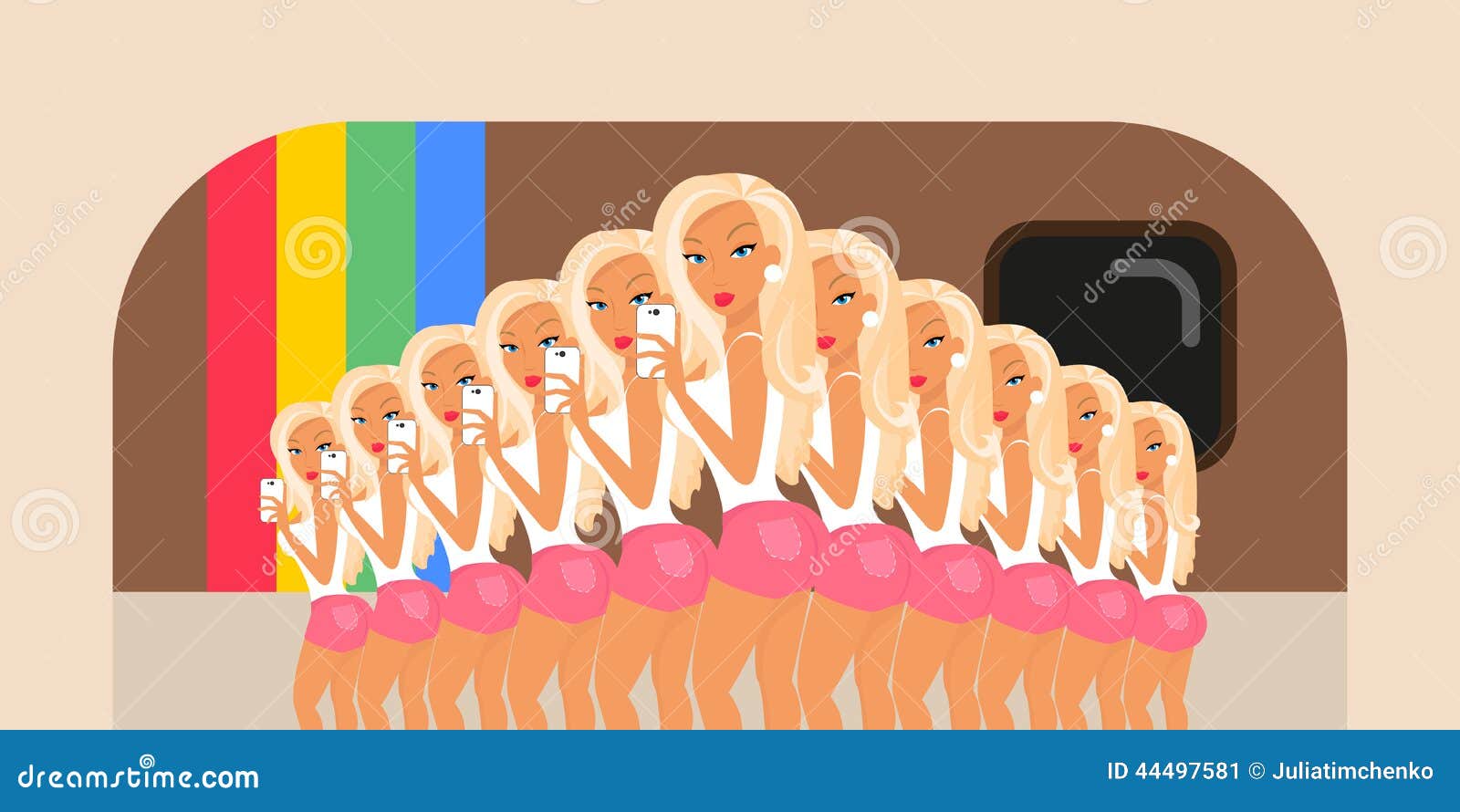 Duckface Selfie Girl Cartoon. Boy Makes Selfie | CartoonDealer.com ...