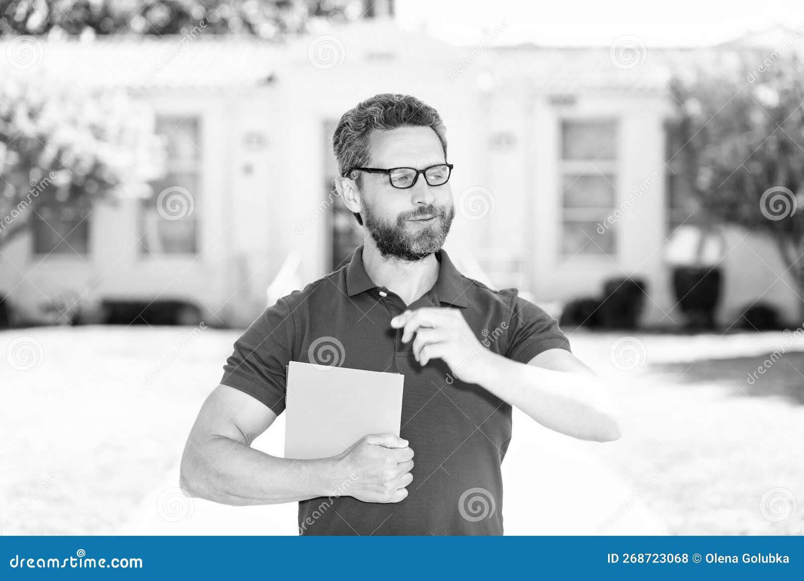 Selfish Guy in Nerd Glasses with Paper, School Teacher Stock Photo ...