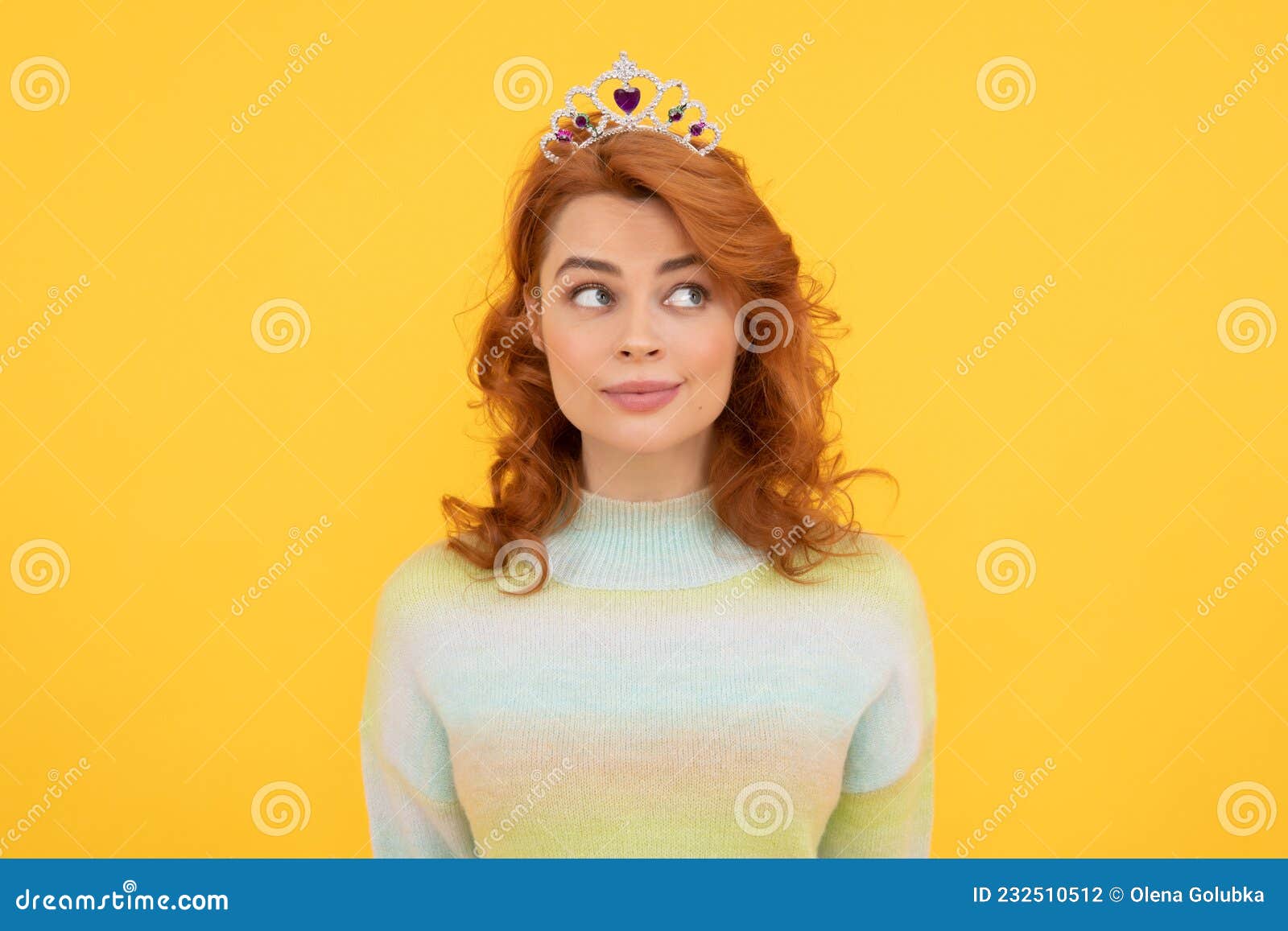 Selfish Redhead Woman in Queen Crown, Selfishness Stock Photo - Image ...