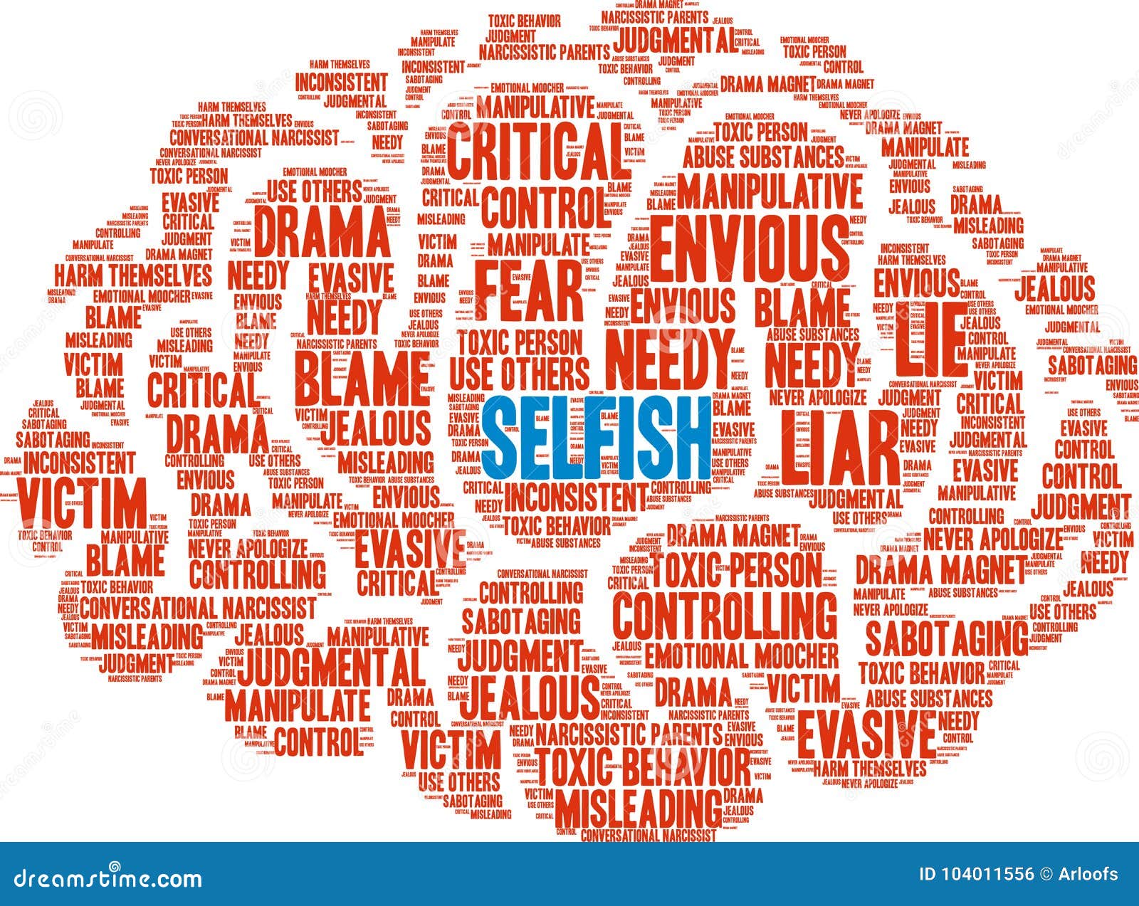 Selfish Word Cloud stock vector. Illustration of liar - 104011556