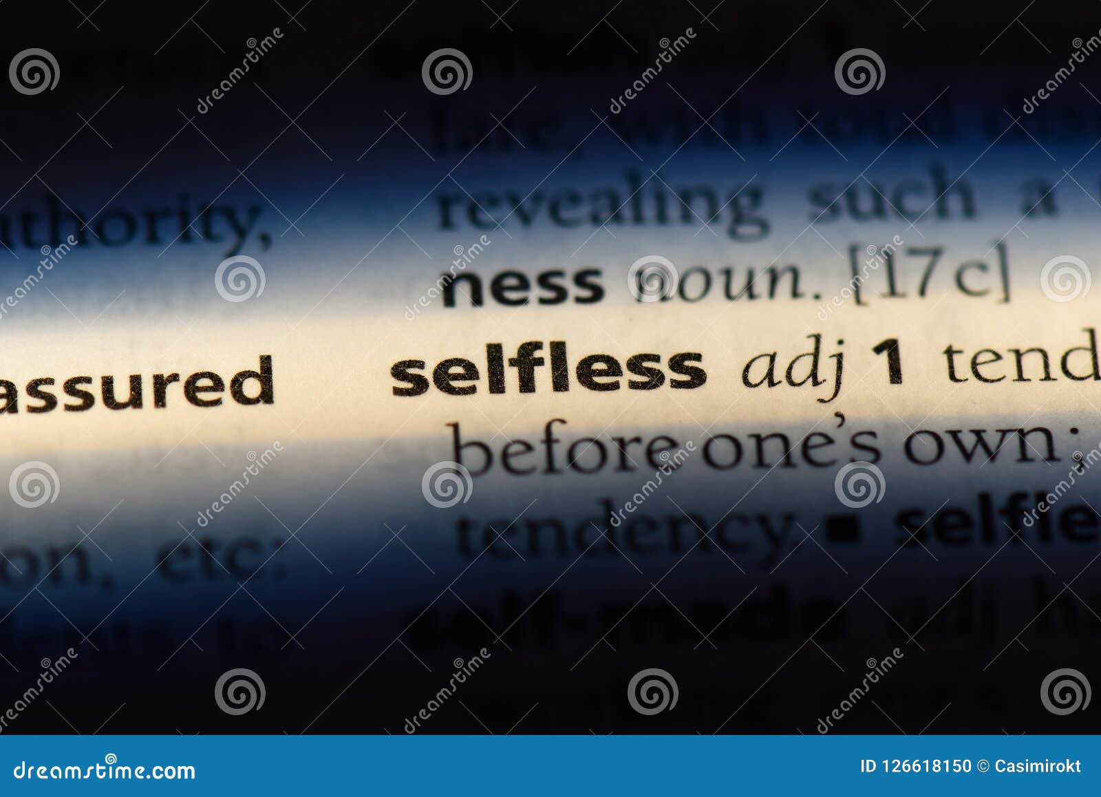 Selfless stock photo. Image of text, dictionary, printed - 126618150