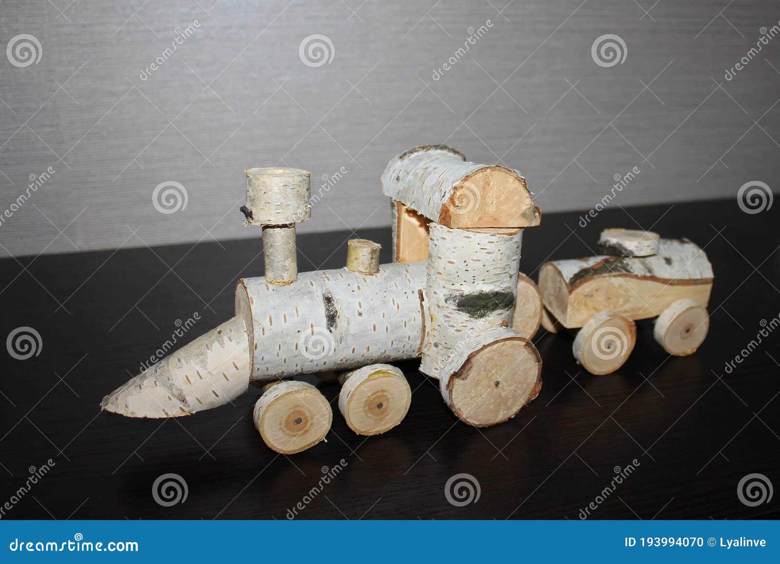 Selfmade Toy Train Made of Dry Birch Branches Stock Photo - Image of ...