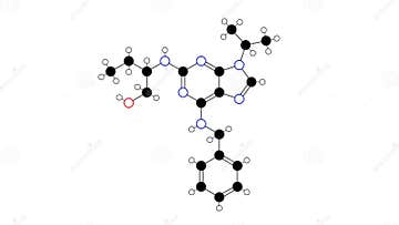 Seliciclib Molecule, Structural Chemical Formula, Ball-and-stick Model ...