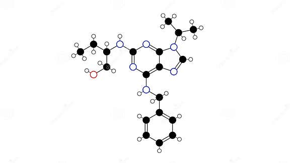 Seliciclib Molecule, Structural Chemical Formula, Ball-and-stick Model ...