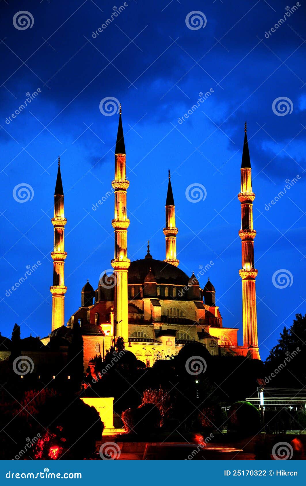 Selimiye Mosque, Night, Turkey Stock Photo - Image of night ...