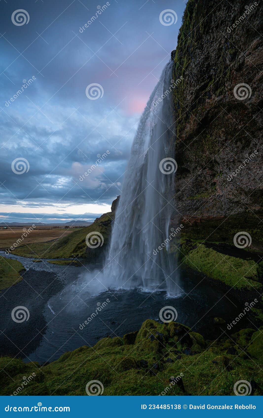 Seljalandsfoss Waterfall at Dawn, Iceland Stock Photo - Image of river ...