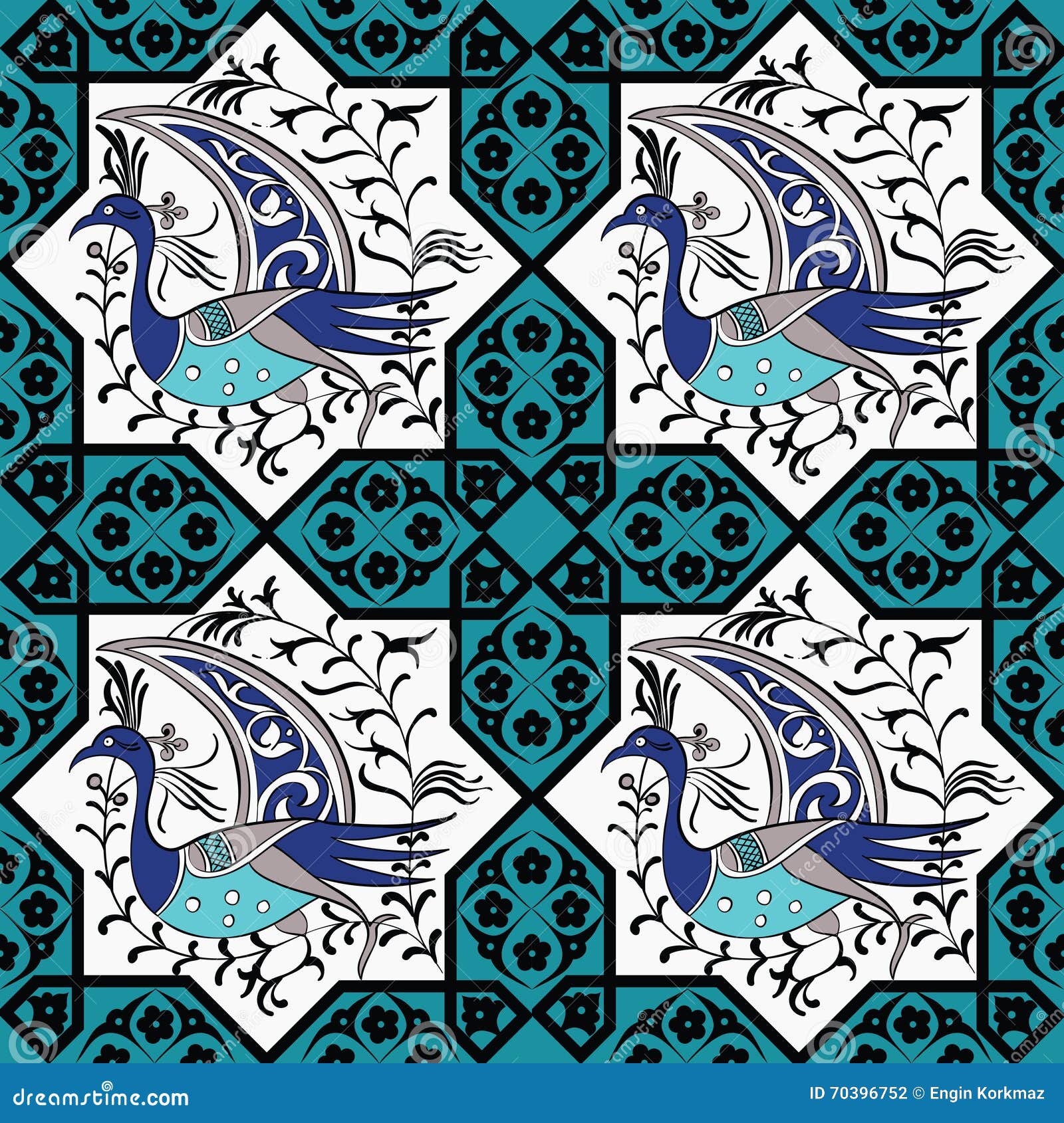 Seljuk Style Iznik Seamless Pattern Stock Vector - Illustration of ...