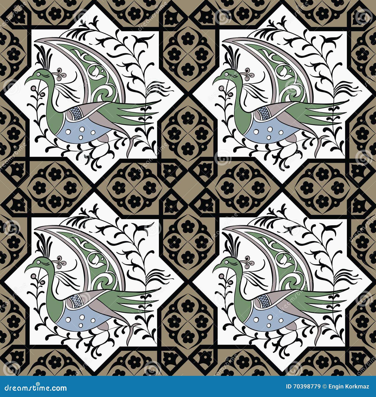 Seljuk Style Iznik Seamless Pattern Stock Vector - Illustration of ...