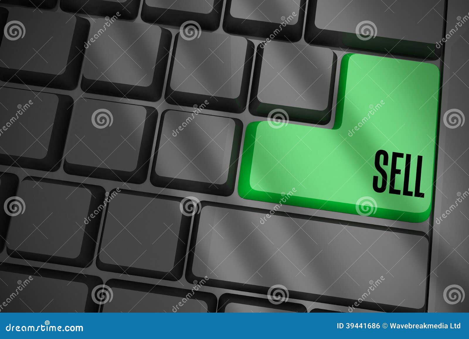 Sell on Black Keyboard with Green Key Stock Illustration - Illustration ...
