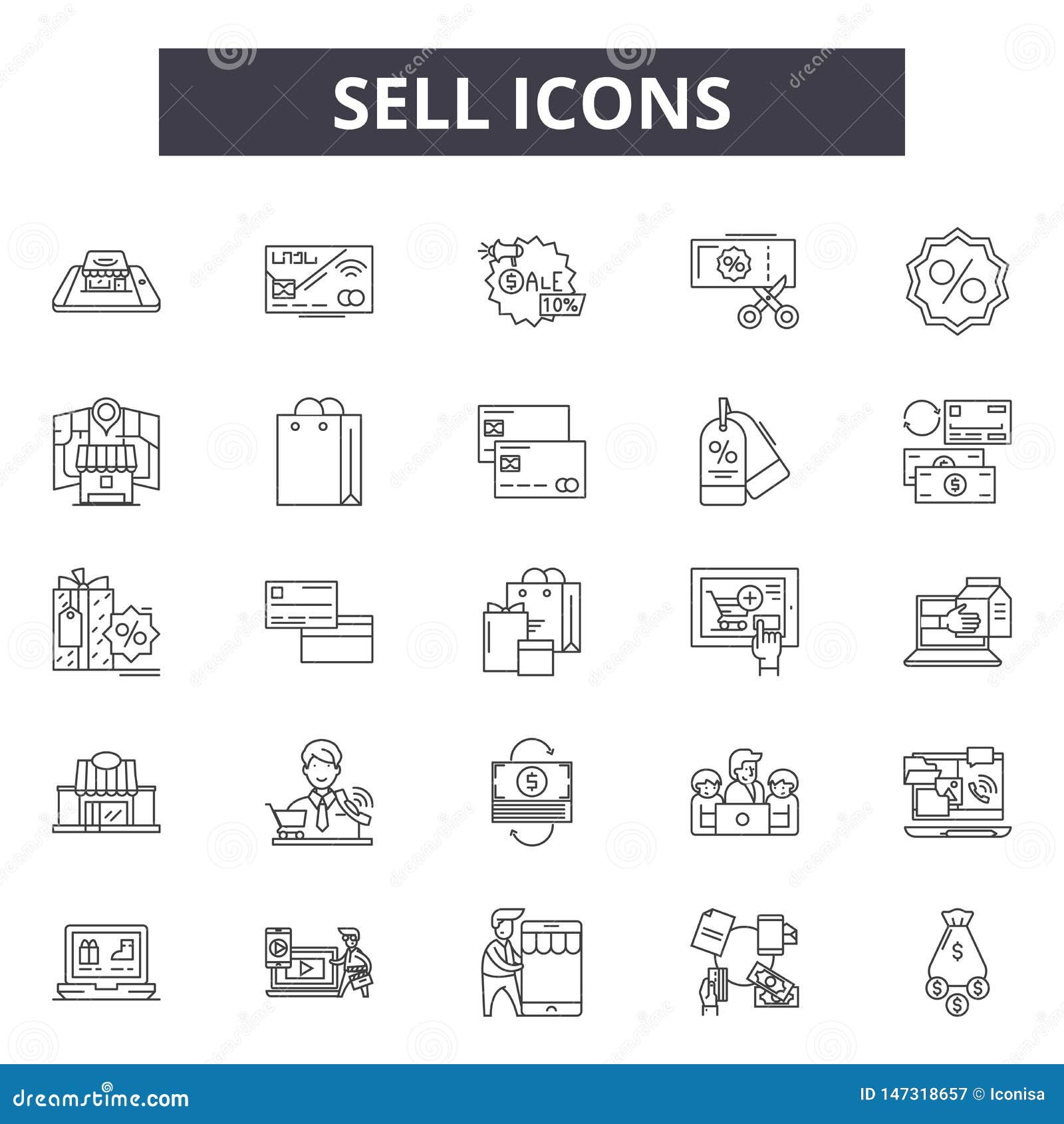 Sell Line Icons, Signs, Vector Set, Linear Concept, Outline ...