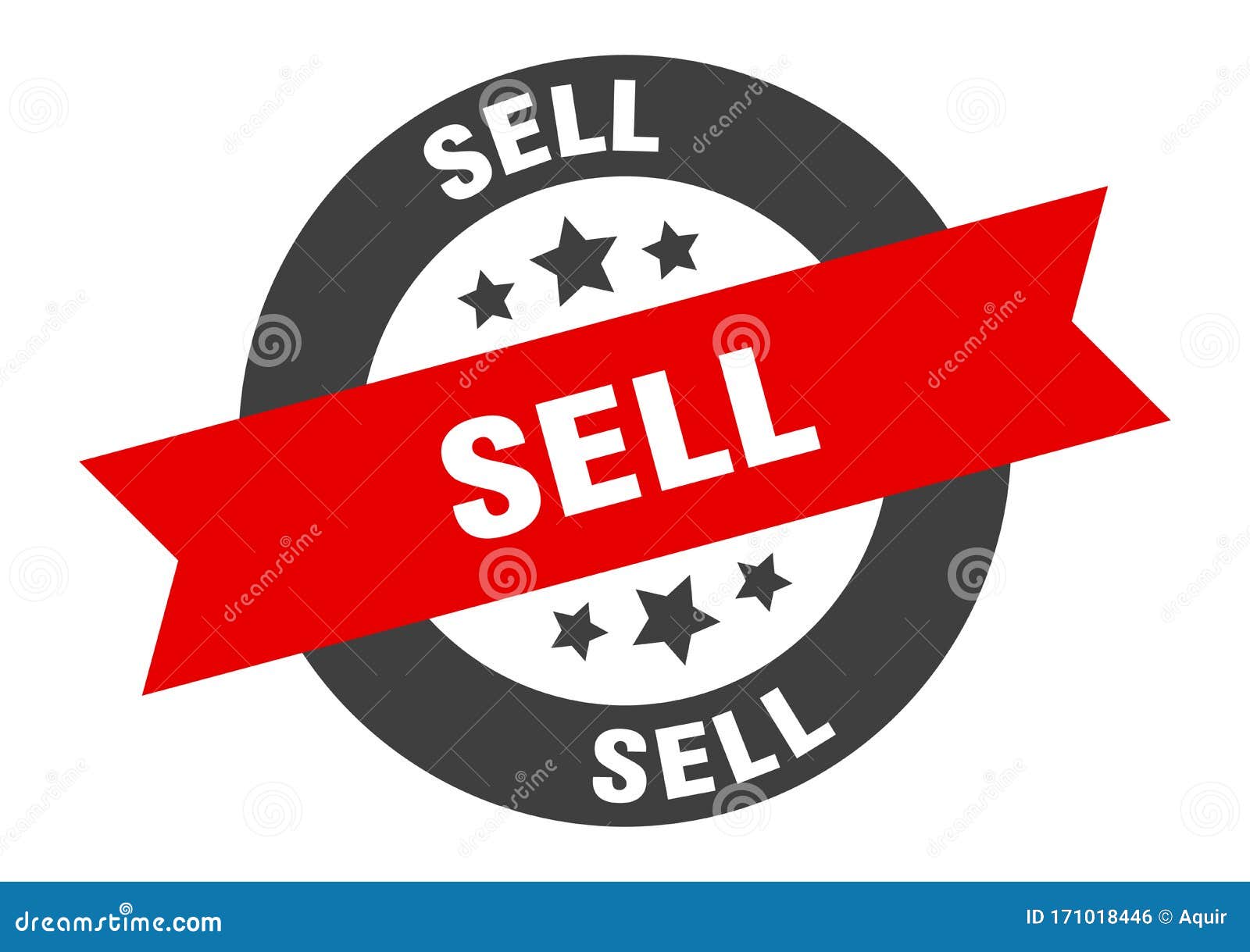 Sell Sign. Sell Round Ribbon Sticker Stock Vector - Illustration of ...
