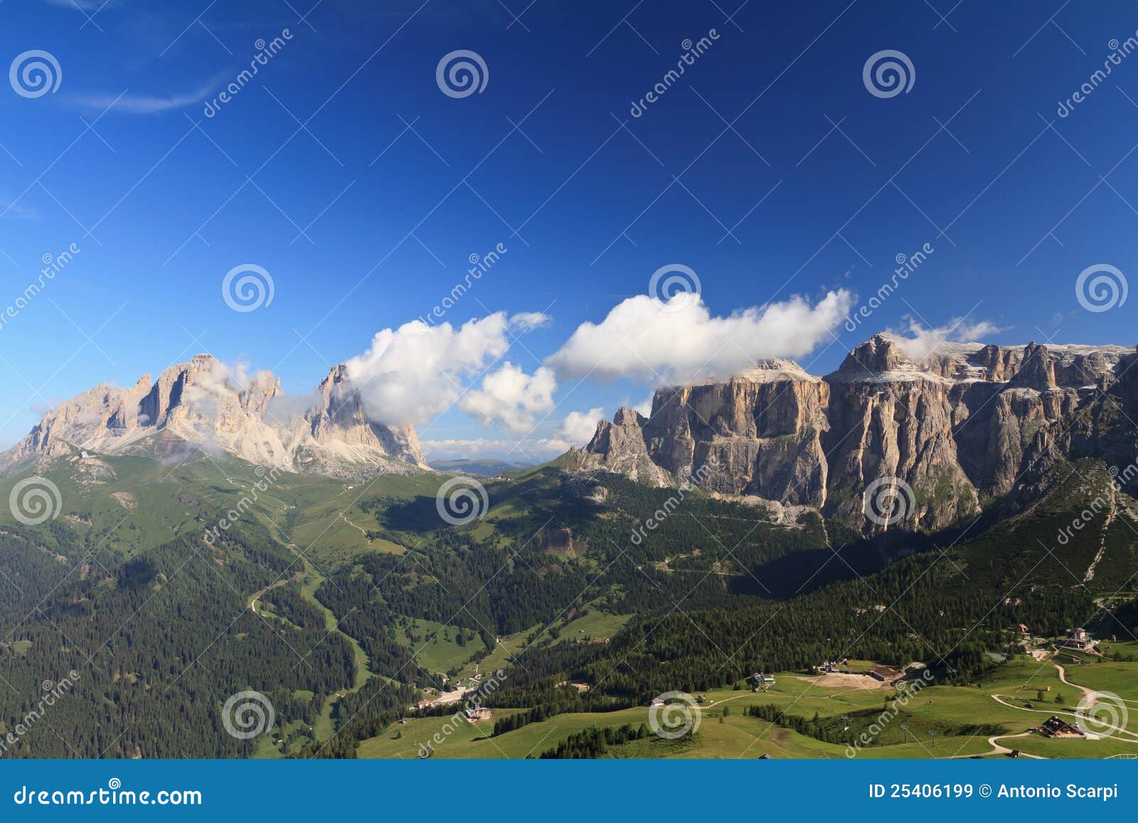Sella and Sassolungo Mountain Stock Image - Image of rock, postcard ...
