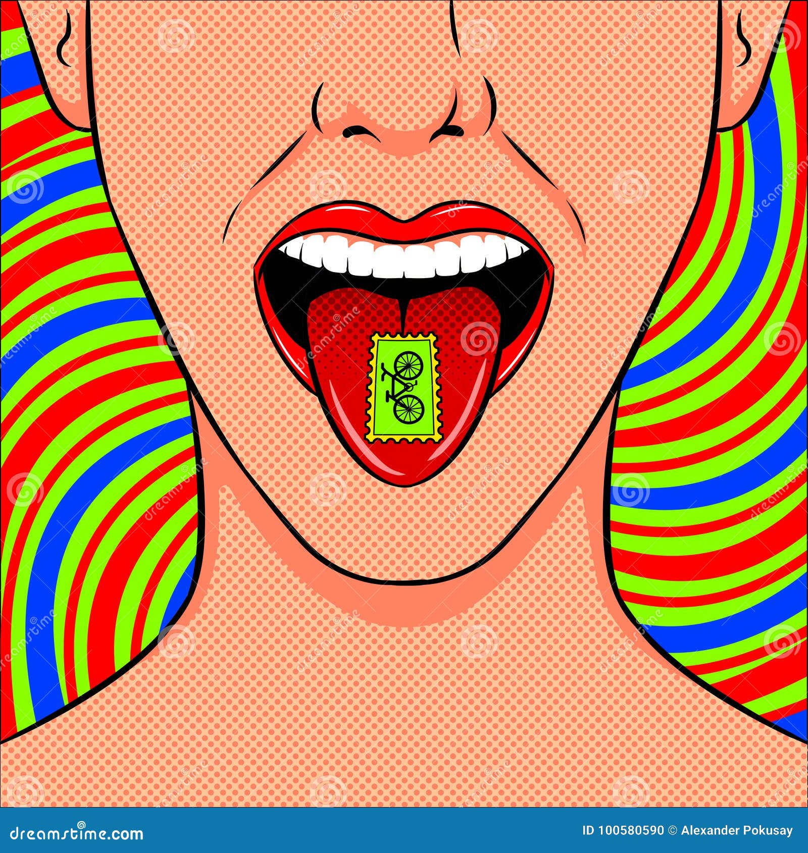 Selle Con La Droga Del Lsd En Vector Del Arte Pop De La Lengua ...