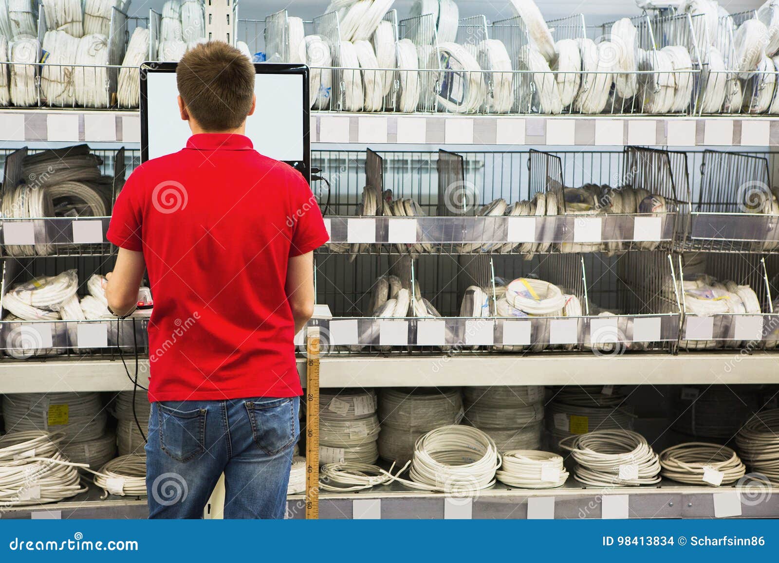 Seller at the Computer for Inventory Editorial Stock Image - Image of ...