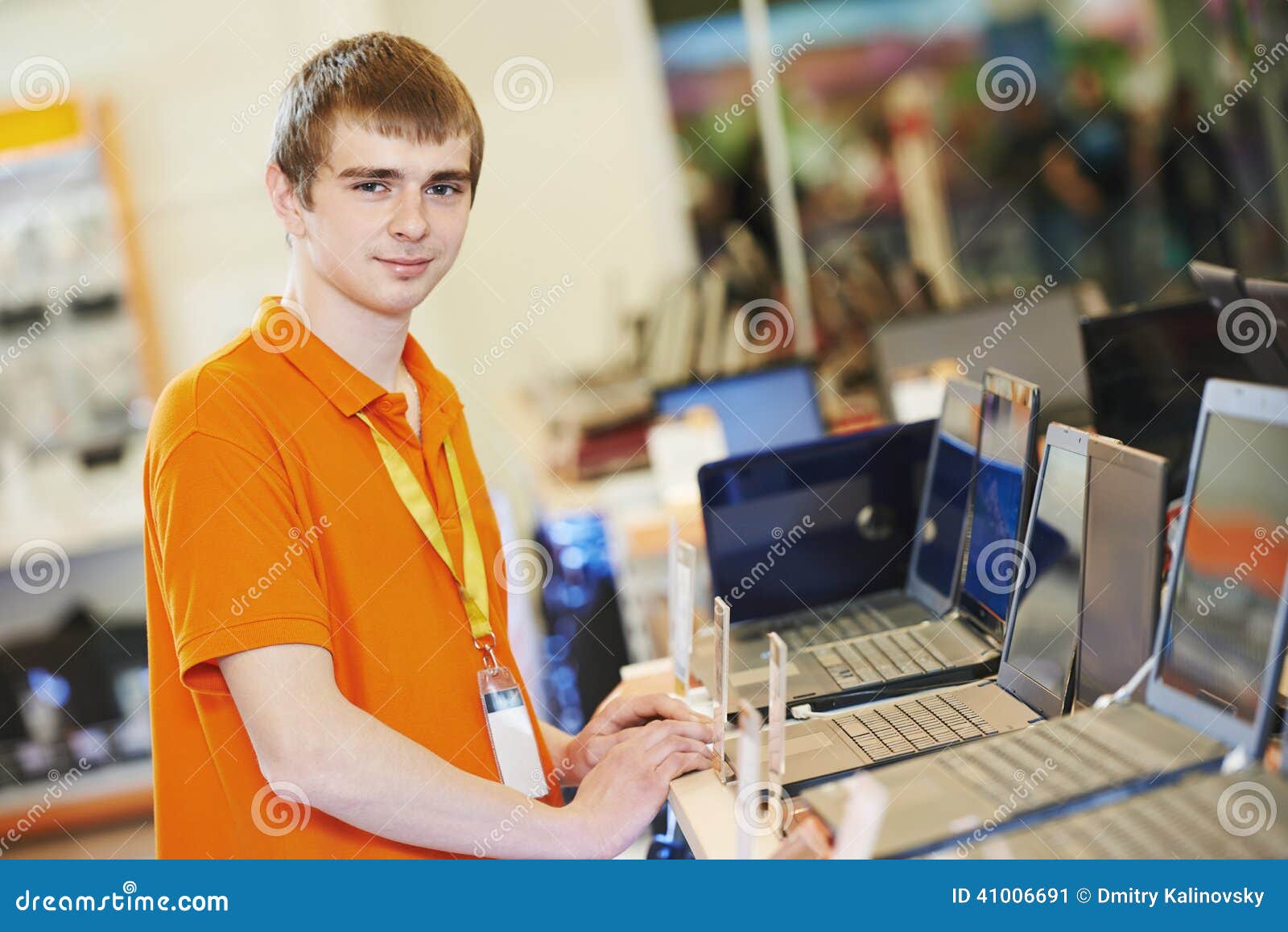 Seller at computer store stock image. Image of happy - 41006691