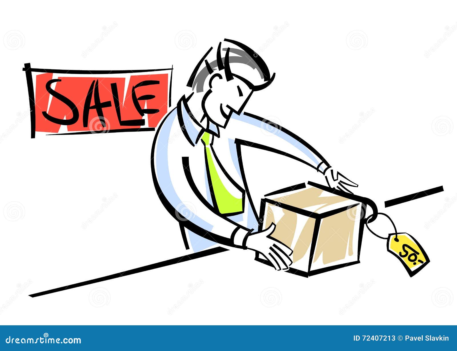 Seller with goods stock vector. Illustration of retail - 72407213