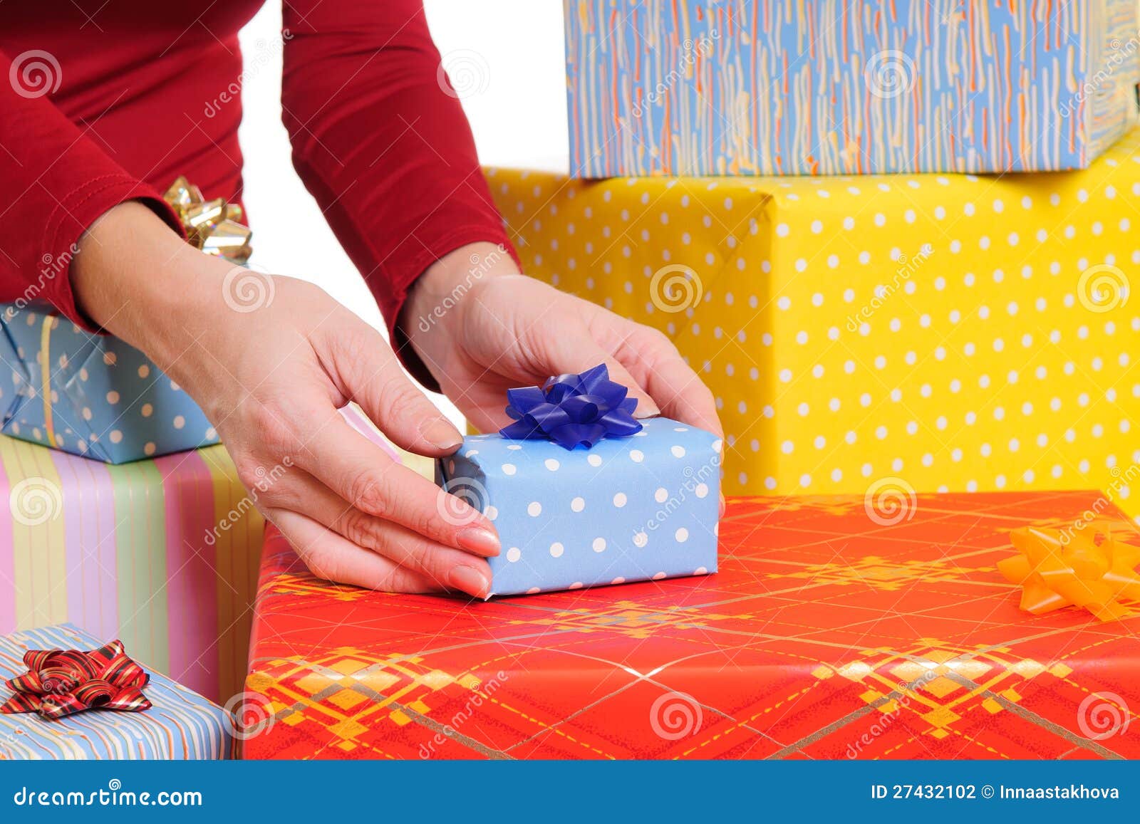 Seller offering a gift stock photo. Image of emotion - 27432102