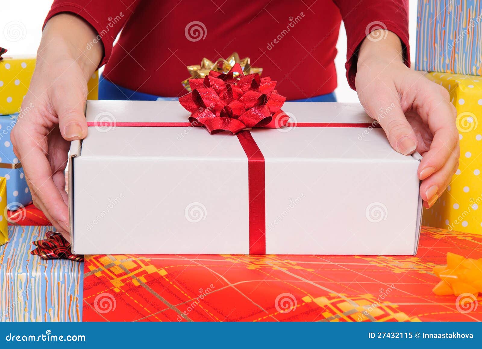 Seller offering a gift stock image. Image of holiday - 27432115