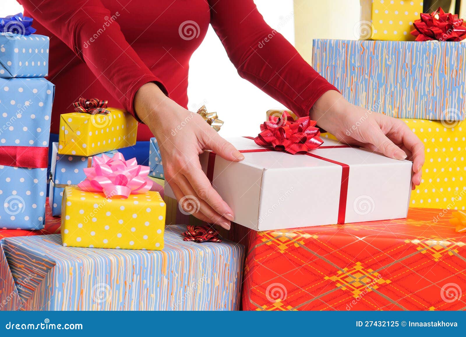 Seller offering a gift stock image. Image of festive - 27432125