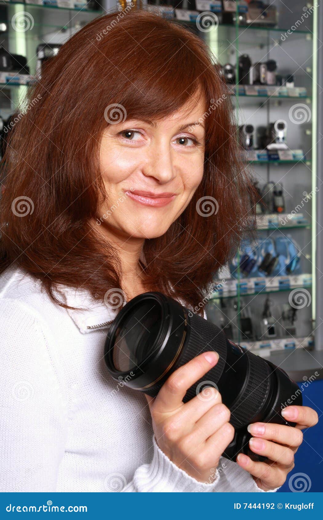 The Seller of Photo Technique Stock Photo - Image of shelfs ...