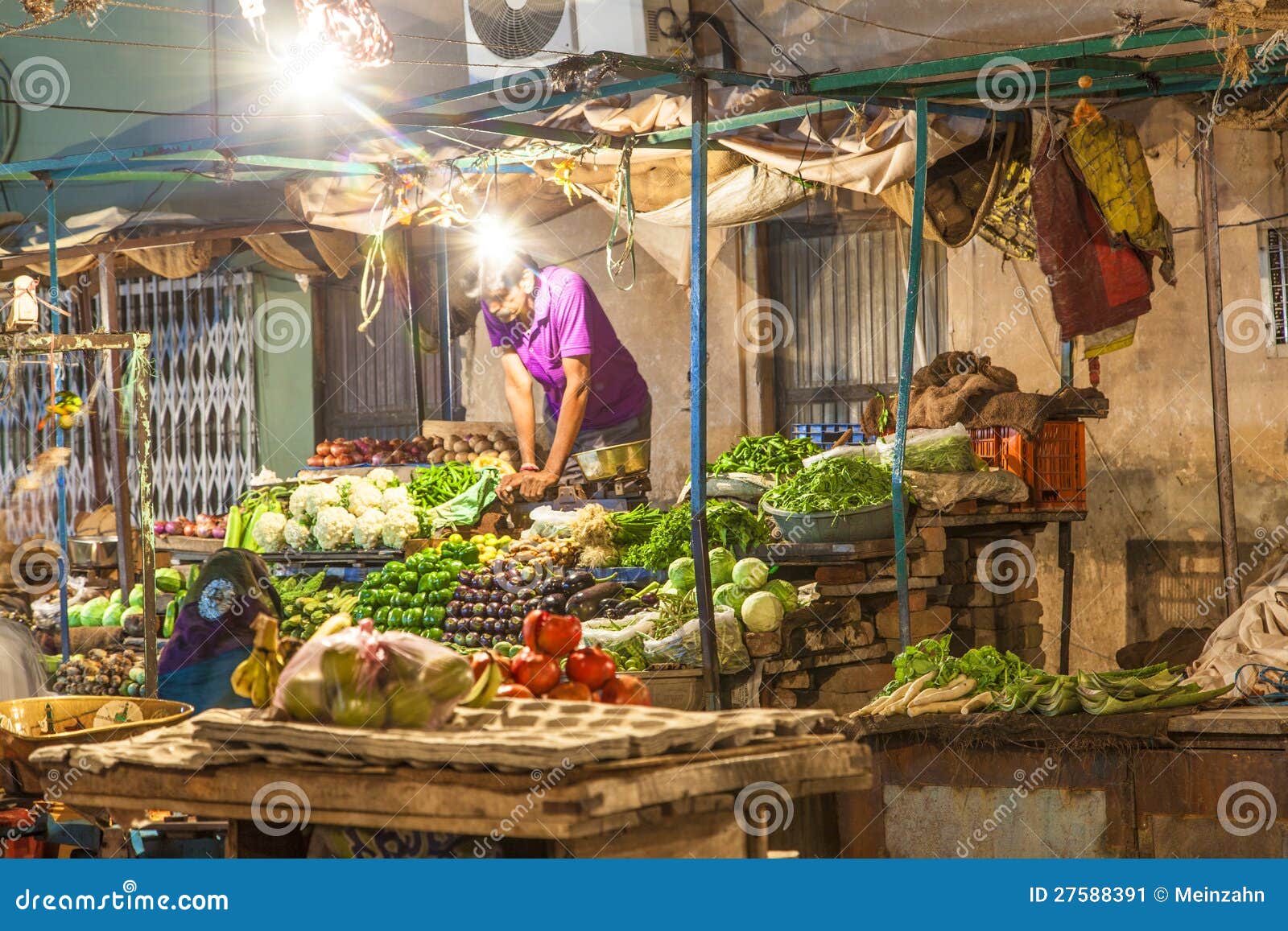 Seller at the Vegetable Night Market Editorial Photo - Image of person ...