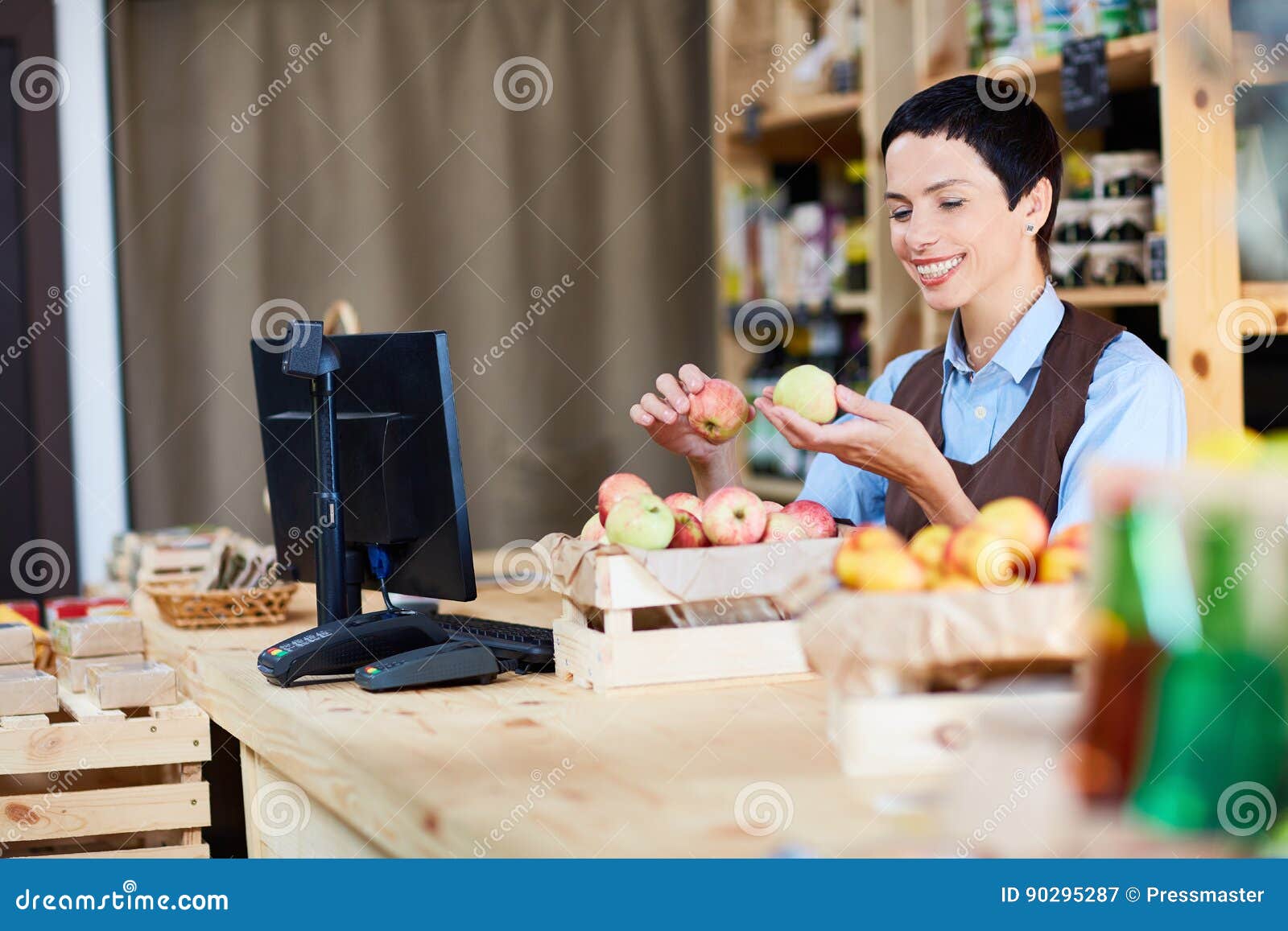 Seller at work stock image. Image of smiling, salesperson - 90295287