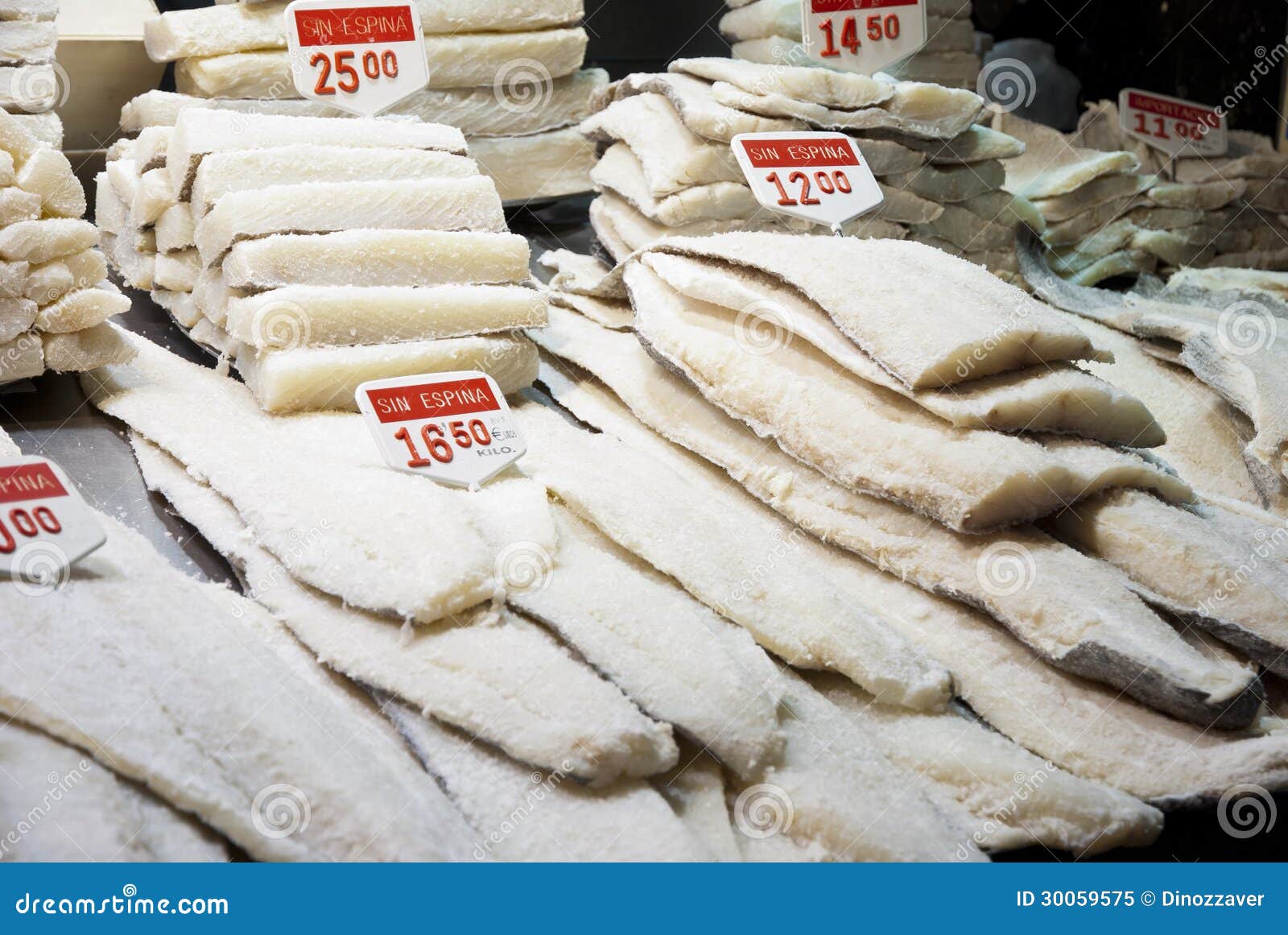 Cod fish selling at market stock image. Image of catalunya - 30059575
