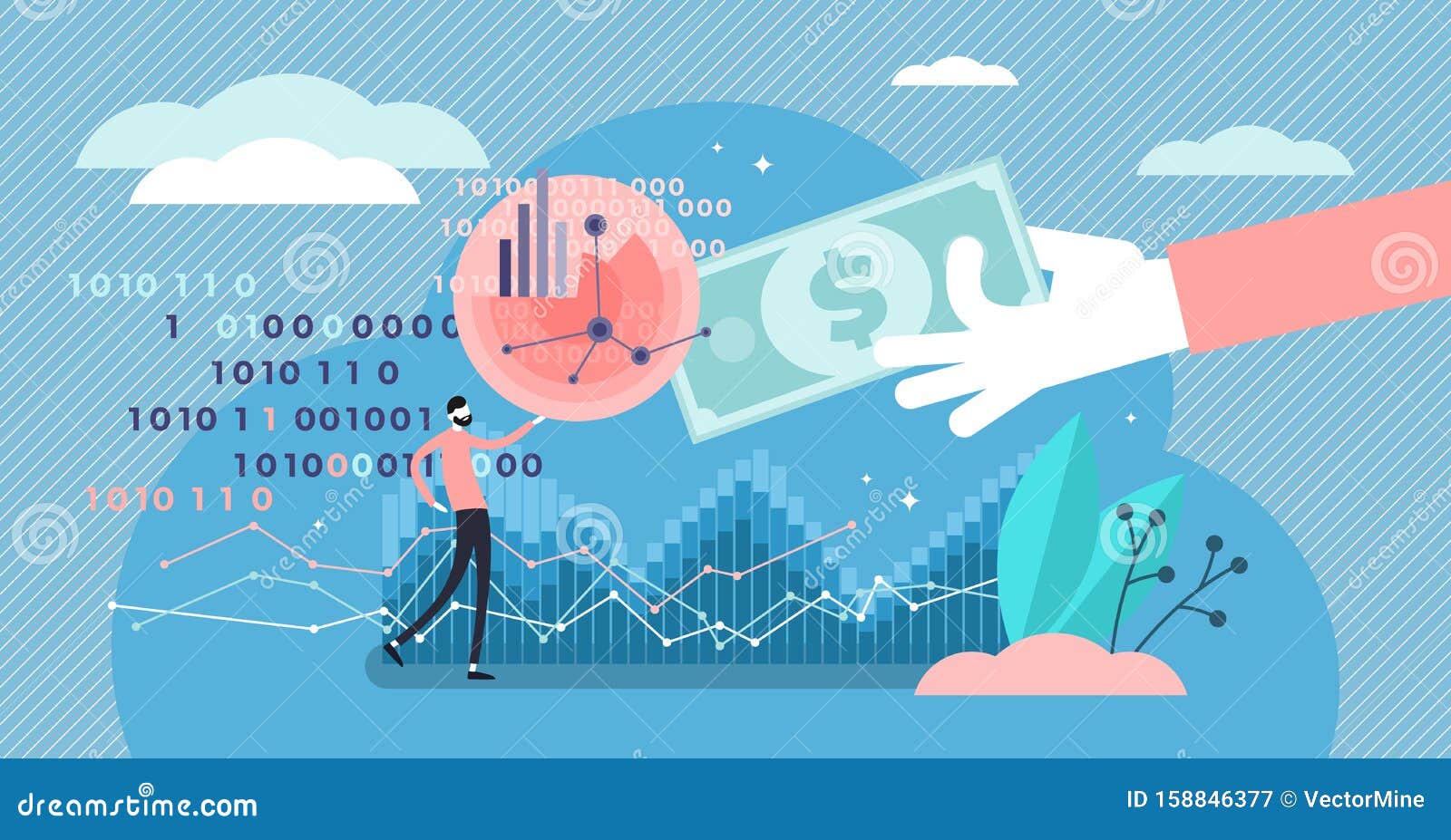 Selling Data Vector Illustration. Tiny Information Purchase Persons ...