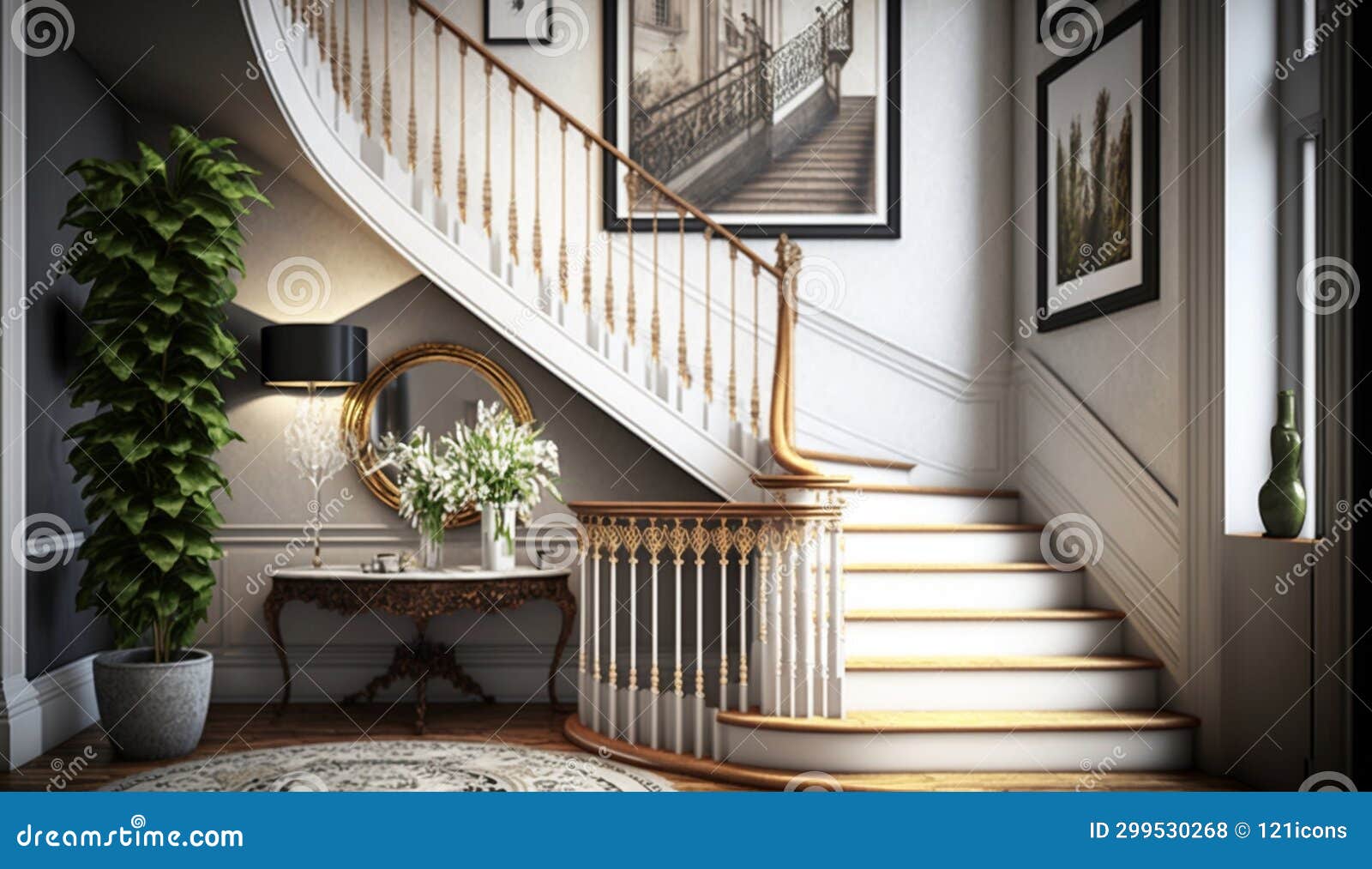Selling Inner Staircase Interior Design. Generative AI Stock ...