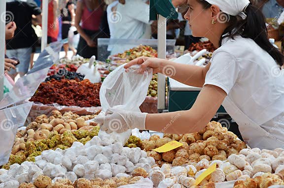 Selling pastries on marked editorial stock image. Image of weekly ...